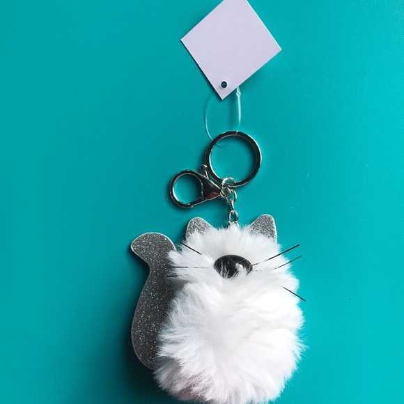 Other | Nwt White Kitty Cat Fluffy Keychain | Poshmark